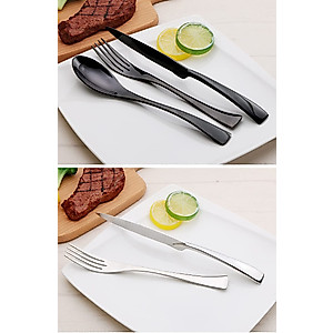 EVISSMANN Stainless Steel Utensils Set for 4 Silverware 16-piece Kitchenware Dinnerware Set Rust Proof Mirror Polished, Dishwasher Safe