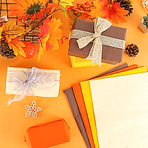 Whaline 96 Sheet Fall Tissue Paper Bulk Brown Orange Yellow Gift Wrapping Paper Art Craft Tissue Paper for Autumn Decorative Thanksgiving Harvest Party Gift Bag DIY Pompom Confetti, 14 x 20