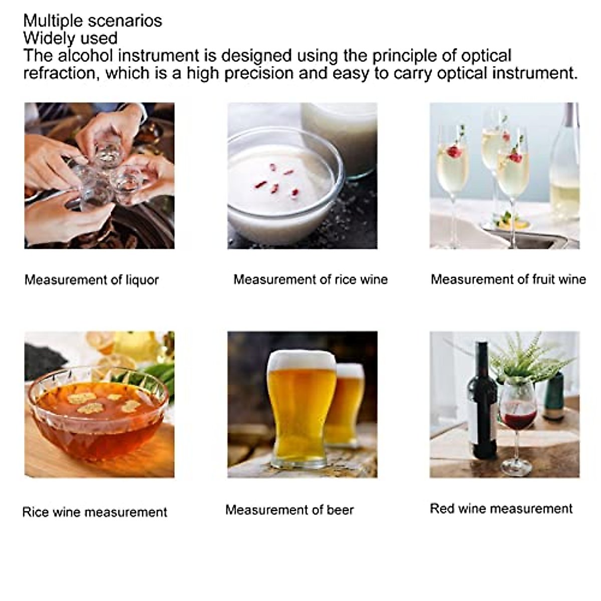 Alcohol Refractometer, Accurate Data Liquor Refractometer 0‑80% Range Adjustable Eyepiece Calibration Screw Fast Measurement for Wine Making