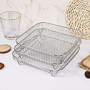8 inch Air Fryer Rack for Instant Vortex Air Fryer, Philips,COSORI Air Fryer, Stackable Square Rack,Stainless Steel Multi-Layer Dehydrator Air Flow Rack,Air Fryer Accessories