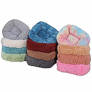 Bed Light Gray Plush Square Beds for Small Medium Large Dogs Super Soft Winter Warm Sleeping Mats for Cats 1Pcs Xs