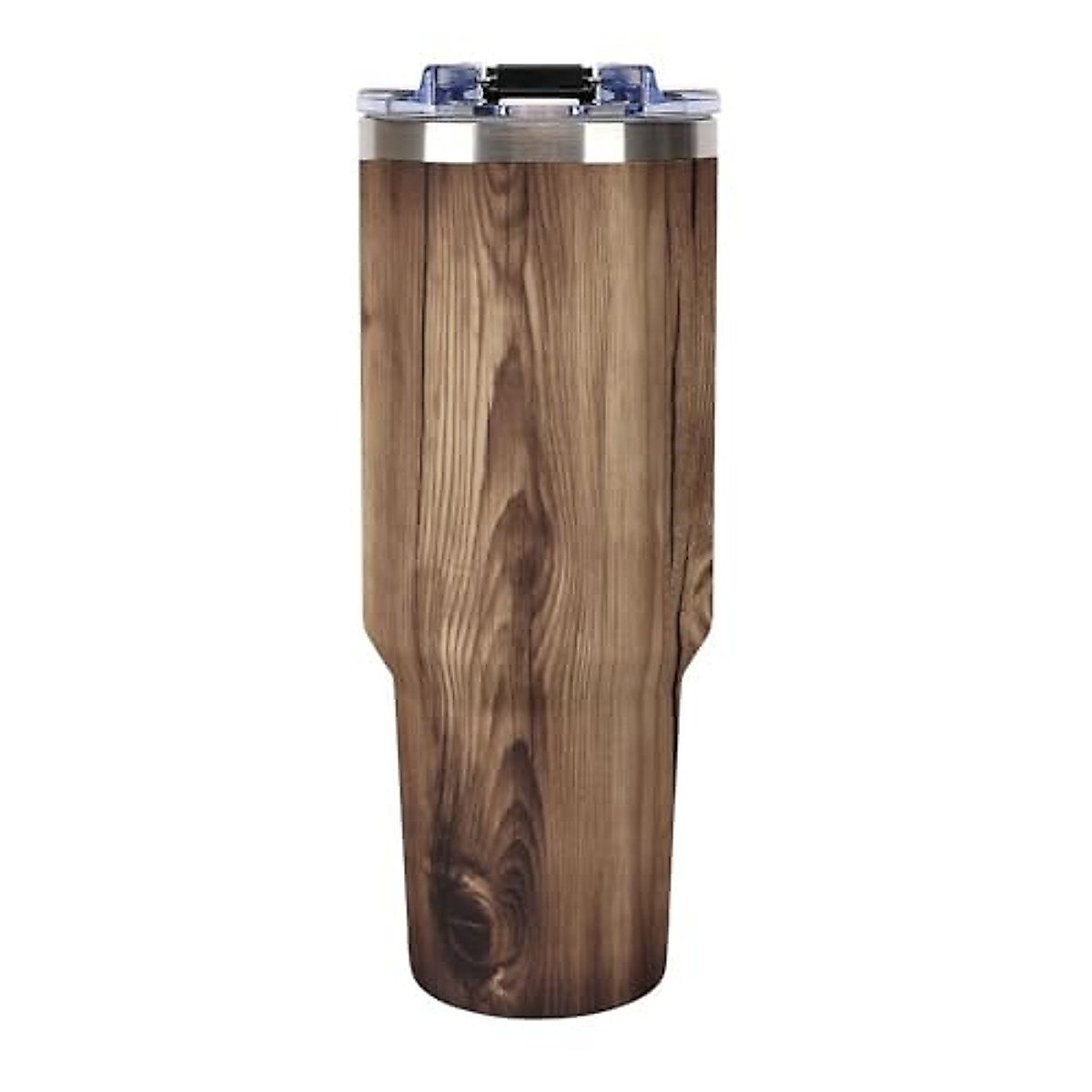 WYUSPGK 40oz Stainless Steel Car Mug, Wood Grain Print Travel Mug, Double-Wall Insulated with Straw, Perfect for Car, Office, Outdoor