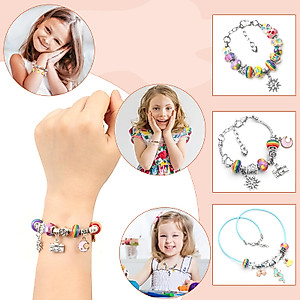 Charm Bracelet Making Kit for Girls 3-12, Kids Jewelry Making Kit 66Pcs Jewelry Kits for Girls Ages 8-12 Jewelry Maker Craft Necklace Birthday Christmas Gifts with Initial Jewelry Organizer Box - C