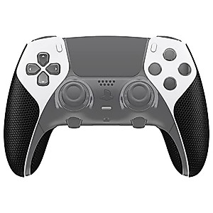 PlayVital Anti-Skid Sweat-Absorbent Controller Grip for ps5 Edge Wireless Controller, Professional Textured Soft PU Handle Grips Anti Sweat Protector for ps5 Edge Controller - Black