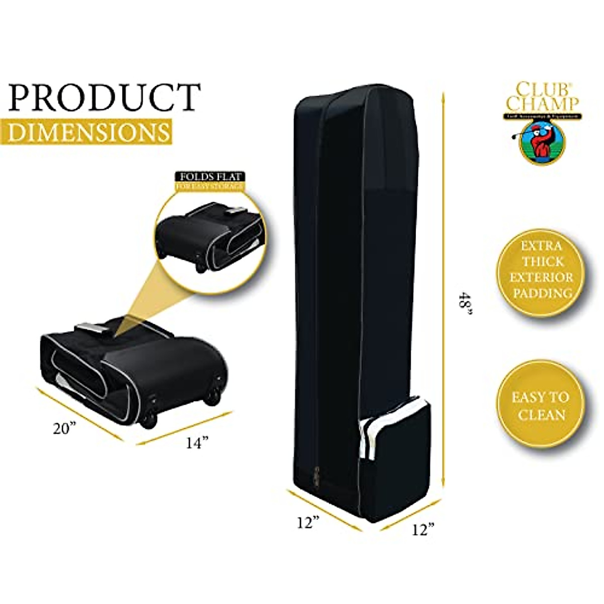 Club Champ Golf Bag Travel Cover(Black)
