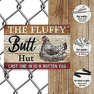 Rousen Chicken Coop Signs, Funny Farm Metal Decor Plaque, Aluminum Sign Suitable for Kitchen, Indoor, Outdoor, Barn, Metal Sign Dimensions are 12x8 Inch，4 Holes for Easy Hanging - The Fluffy Butt Hut.