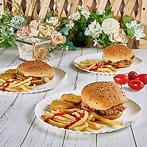 JOLLY PARTY 8.5 inch Round Dinner Plates - 400 Count Everyday Disposable, Light Weight White Paper Plates for Home and Office