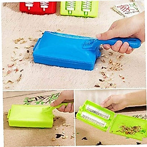 Generic Carpet Double Brush Handheld Sweepe Table Dust Brush Dirt Crumb Collector Cleaner Roller Tools Random Color, Silver