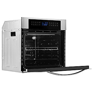 Empava 24 Inch Electric Single Wall Oven 10 Cooking Functions Deluxe 360° ROTISSERIE with Sensitive Touch Control in Stainless Steel, SC02