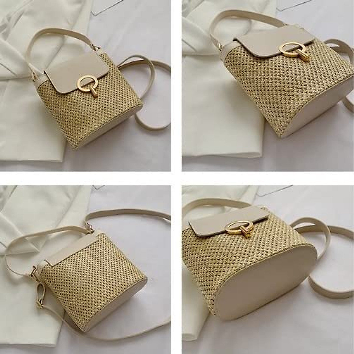 Elegant crochet purse crossbody bags for women purses cross body bag backpack handbags mini small womens backpacks work girls (Beige)