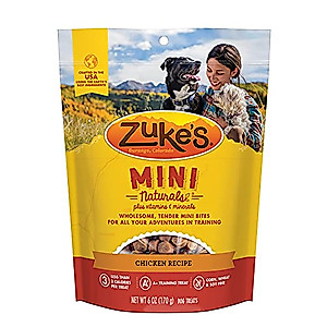 Zuke's Mini Naturals Dog Training Treats, Chicken Recipe, Soft & Tender Mini Dog Treats with Vitamins & Minerals, for All Breed Sizes, 6 OZ Bag (Pack of 3)