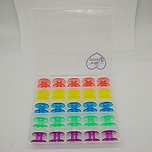 HONEYSEW 25pcs/Box Plastic Colorful Bobbin Universal 2518P for Brother Babylock Singer Juki