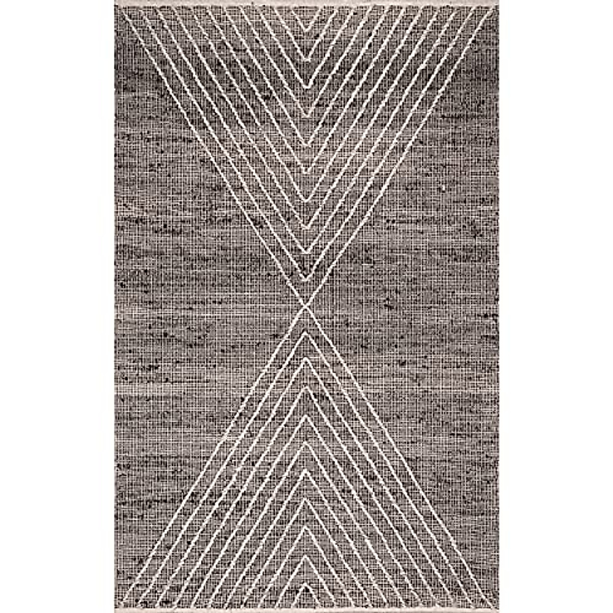 nuLOOM Mikaela Hand Woven Jute Cotton and Wool Geometric Flatweave Area Rug, 8' x 10', Grey
