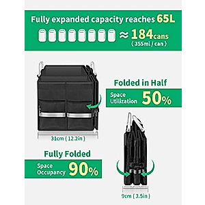 Oasser Trunk Organizer Cargo Organizer Trunk Storage Waterproof Collapsible Durable Multi Compartments with Foldable Cover Aluminium Alloy Handle Reflective Strip