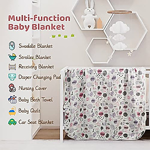 Miracle Baby Muslin Swaddle Blankets Large Cotton Receiving Blanket Nursing Cover 55''x 39''(2 Layers,Rabbit)