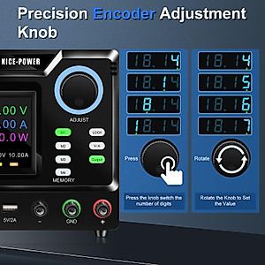 NICE-POWER DC Power Supply Variable 30V 10A, Bench Power Supply with Memory Storage and Encoder Knob, Adjustable Regulated DC Power Supply with Color Display, Output Switch, Lock Button, PC Software