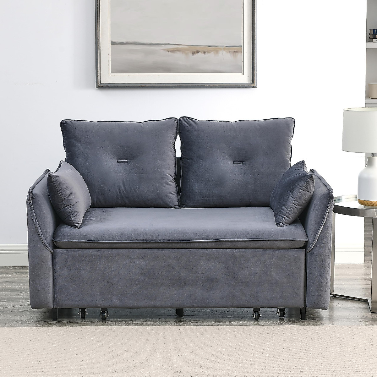 Ucloveria Pull Out Couch Sofabed, Grey