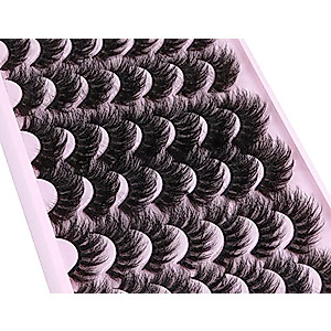 Mink Lashes Fluffy False Eyelashes Dramatic Mink Lashes with False Eyelash Applicator 3D Curly Fake Eyelashes 18-22mm 3 Different Style 21 Pairs Eye Lashes Pack by FANXITON
