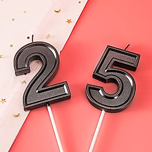 UVTQSSP 2.76 Inch Big Black Glitter Happy Birthday Candles for Cake Number 5 Cake Candles Topper Decoration for Party Wedding Anniversary Celebration Supplies