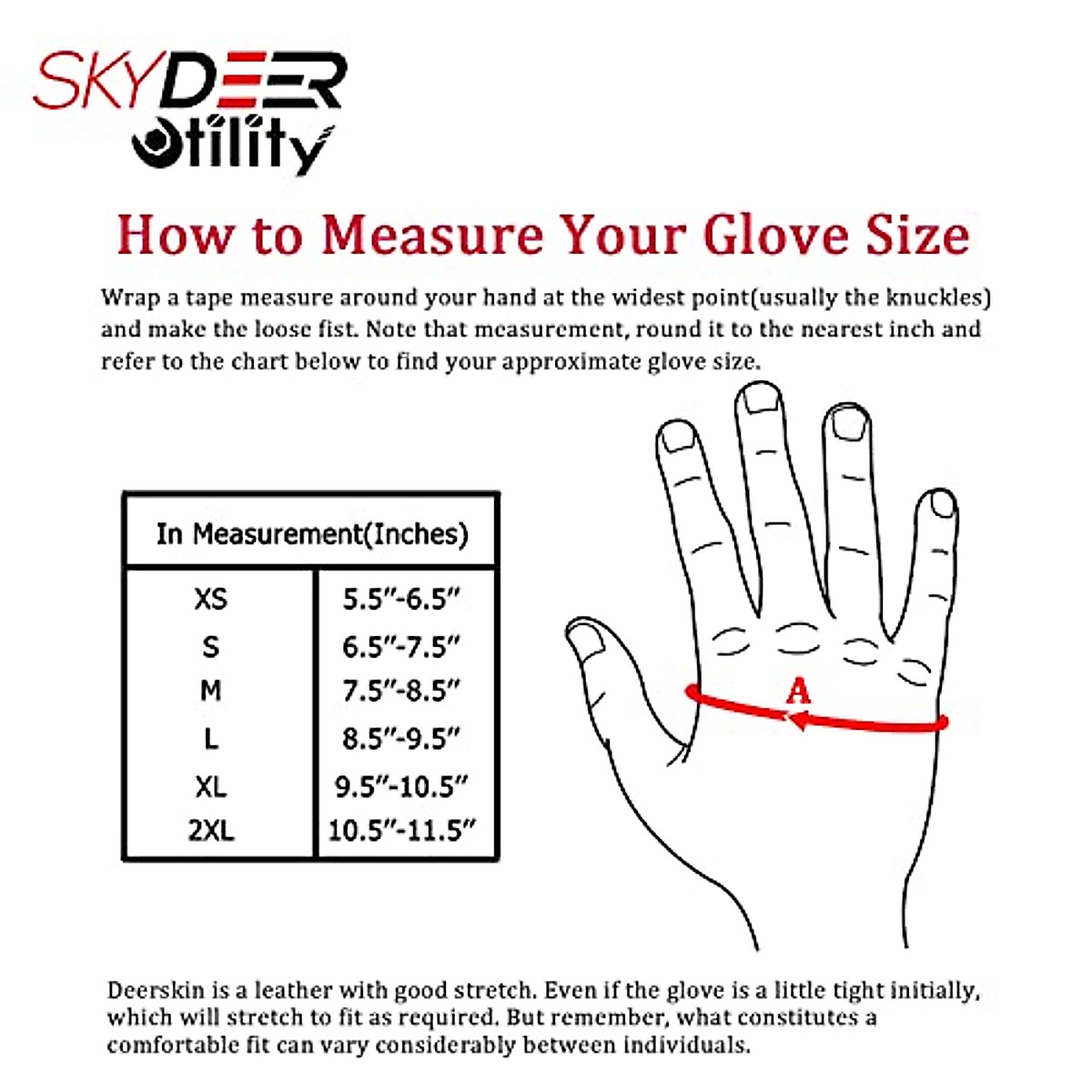 SKYDEER Full Super Soft Deerskin Leather Work Gloves (SD2212/L)