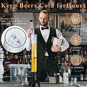 COSYOO Drink Tower, 3L Mimosa Tower Dispenser With Ice Tube and Led Light, Tabletop Beer Dispenser 3.17 Qt./100oz, Ideal for Parties Bars Pubs Restaurants