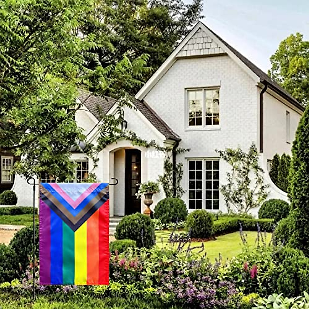 TSMD Progress Pride Garden Flag LGBTQ Inclusive Rainbow Flags Double Sided Outdoor Yard Decorative,12"x 18",2 Pack