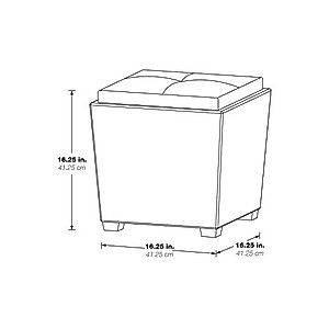 OSP Home Furnishings Ave Six Rockford Square Storage Ottoman with Padded Upholstery and Hidden Serving Tray, Tangerine Fabric