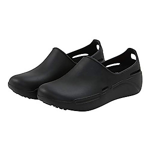 Anywear Streak Step-in Nurse Shoes for Women and Men, Oil- and Slip-Resistant EVA Kitchen Shoes, Work Shoes, 7, Black