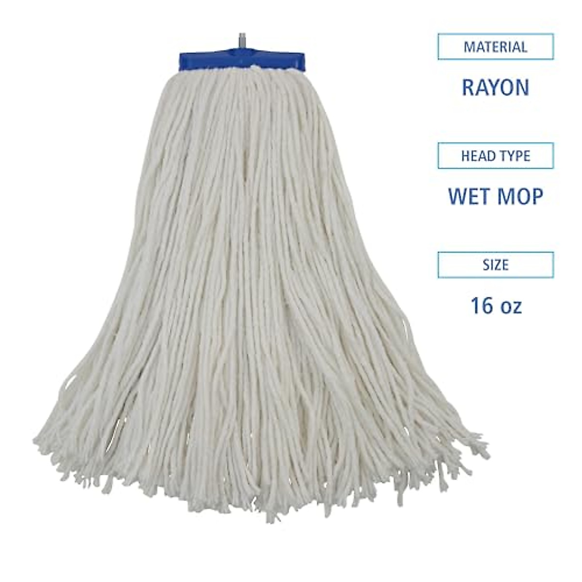 Boardwalk Cut-End Lie-Flat Wet Mop Head, Rayon, 16oz, White, 12/Carton