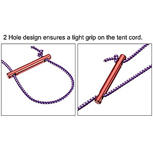 MECCANIXITY Tent Rope Adjusters, 100mm 2 Hole Aluminum Alloy Tensioners Guyline Cord Fasteners for Outdoor Camping Hiking, Red Pack of 6