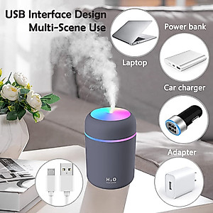 Gekestory Colorful Cool Mini Humidifier, Aromatherapy Essential Oil Diffusers, Cool Mist Humidifiers, Aroma USB Personal Desktop Humidifier for Bedroom, Car, Office. 2 Modes, Super Quiet (300ml Navy)