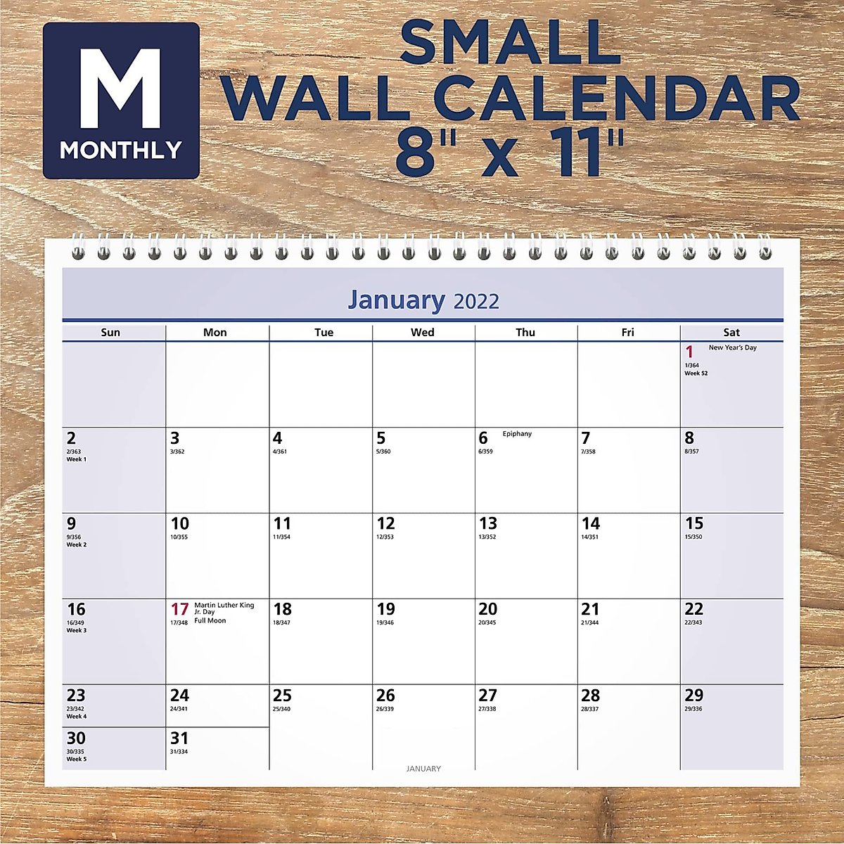 2022 Wall & Desk Calendar by AT-A-GLANCE, 11" x 8", Small, Monthly, Wirebound, QuickNotes, Daily Blocks 1-1/4” x 1-1/4” (PM5028)