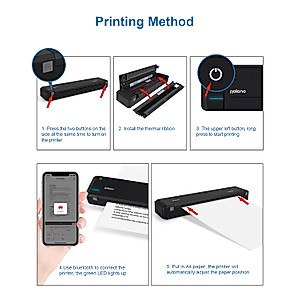 POLONO Portable Printer, MT800 2.0 Wireless Bluetooth Thermal Printer, Support 8.5" X 11" US Letter, Compatible with Android and iOS Thermal Ribbon Support MT800 (216mm) Portable Thermal Printer