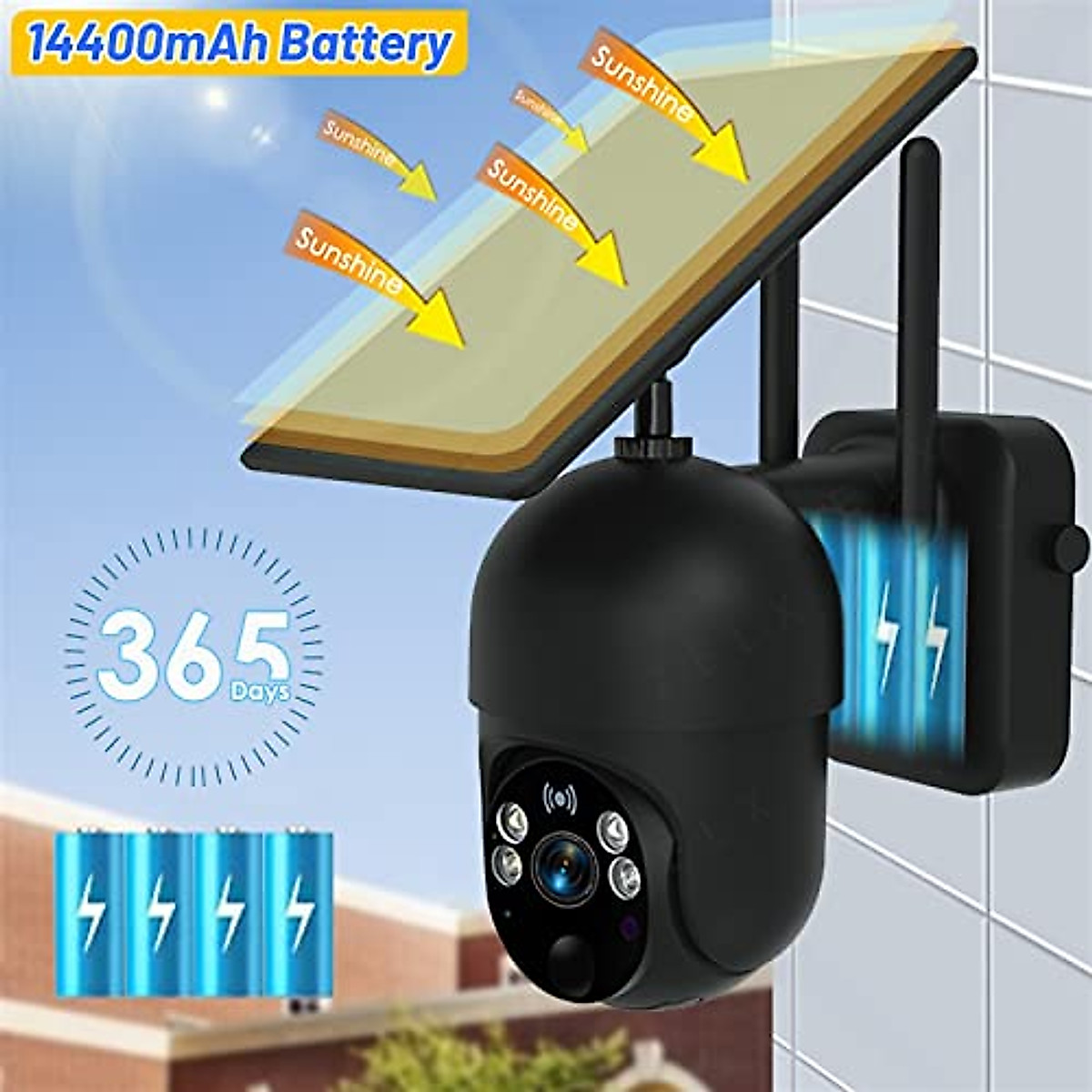 Security Camera Camera 4G Security Camera 1080P Solar IP Camera WiFi CCTV Smart Home Motion Detection Video Surveillance Night Vision Outdoor Battery Surveillance Camera with Spotlight ( Size : Only W