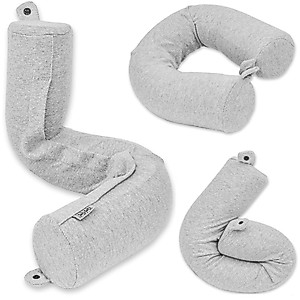Dot&Dot Twist Memory Foam Travel Pillow for Neck, Chin, Lumbar and Leg Support - Neck Pillows for Sleeping Travel Airplane for Side, Stomach and Back Sleepers - Adjustable, Bendable Roll Pillow