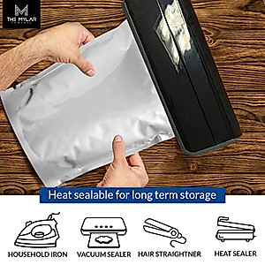 25 Stand Up Mylar Bags 1 Gallon THICK for Long Term Food Storage - 9.4 Mil - 10" x 14" ; Airtight Vacuum Sealing Resealable Ziplock Pouches Large Food Grade Mylar Bags Light, Moisture, Smell and Water