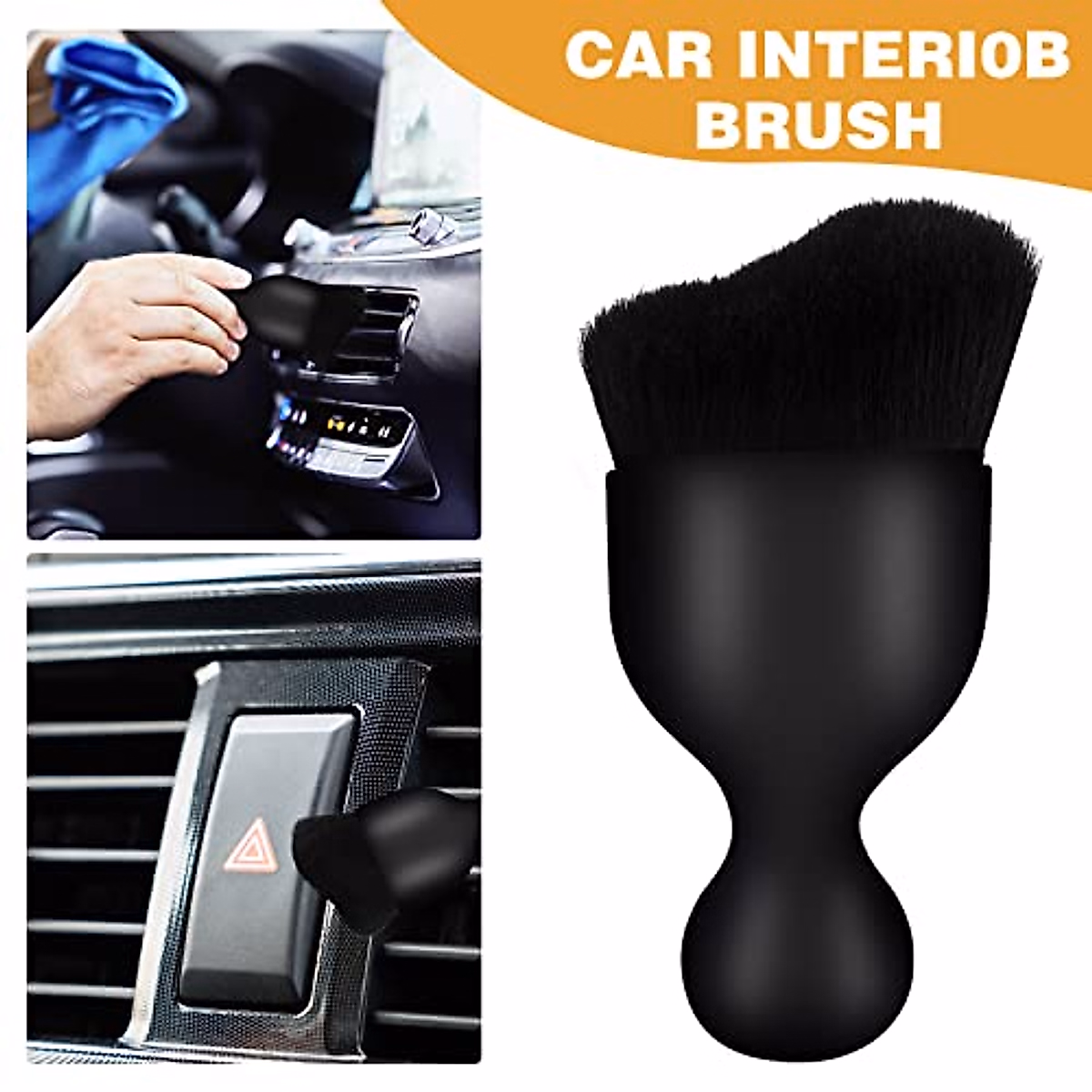 TEUOPIOE Auto Interior Dust Brush, Car Detailing Brush, Soft Bristles Detailing Brush Dusting Tool for Automotive Dashboard, Air Conditioner Vents, Leather, Computer,Scratch Free (Black)