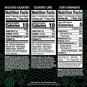 HERDEZ TAQUERIA STREET SAUCE Variety Pack, Habanero, Verde, Roja, Chipotle, Avocado Cilantro, Cilantro Lime, 9 oz Bottles (6 Pack)