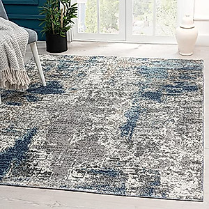 LUXE WEAVERS Euston Collection 7679 Dark Blue-Light Blue 8x10 Modern Abstract Area Rug