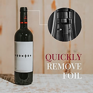 KITVINOUS Wine Opener, Vertical Lever Corkscrew with Non-Stick Worm, Compact Wine Bottle Opener Manual with Two-Motion Ergonomic Handle and Build-in Foil Cutter, Extra Spiral, Black