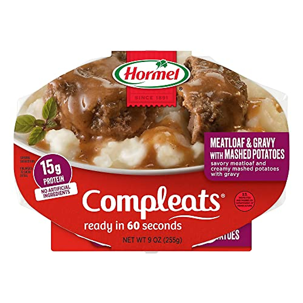 HORMEL COMPLEATS Meatloaf & Gravy With Mashed Potatoes Microwave Tray, 9 oz. (6 Pack)