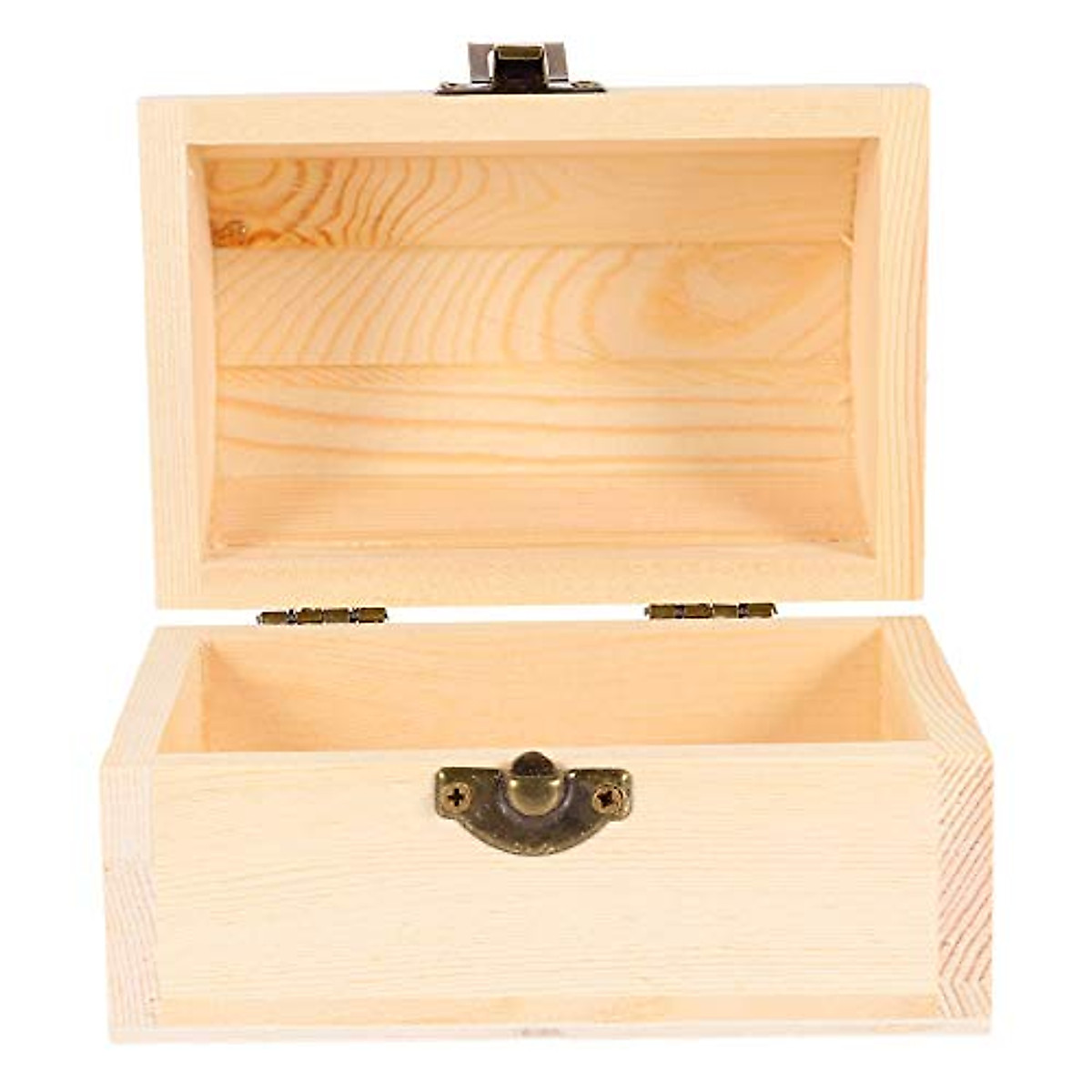DOITOOL Wood Craft Box Unpainted Small Jewelry Box Mini Chest Treasure Case Organizer Sundries Gift Box for DIY Crafts(Medium)