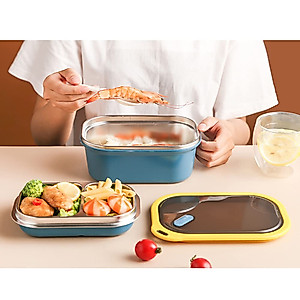Gigicloud Stainless Steel Bento Box, Portable Lunch Box For Adult Stainless Steel Compartment Sealed Food Storage Containers