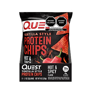 Quest Tortilla Style Protein Chips - Hot & Spicy (8 Bags)
