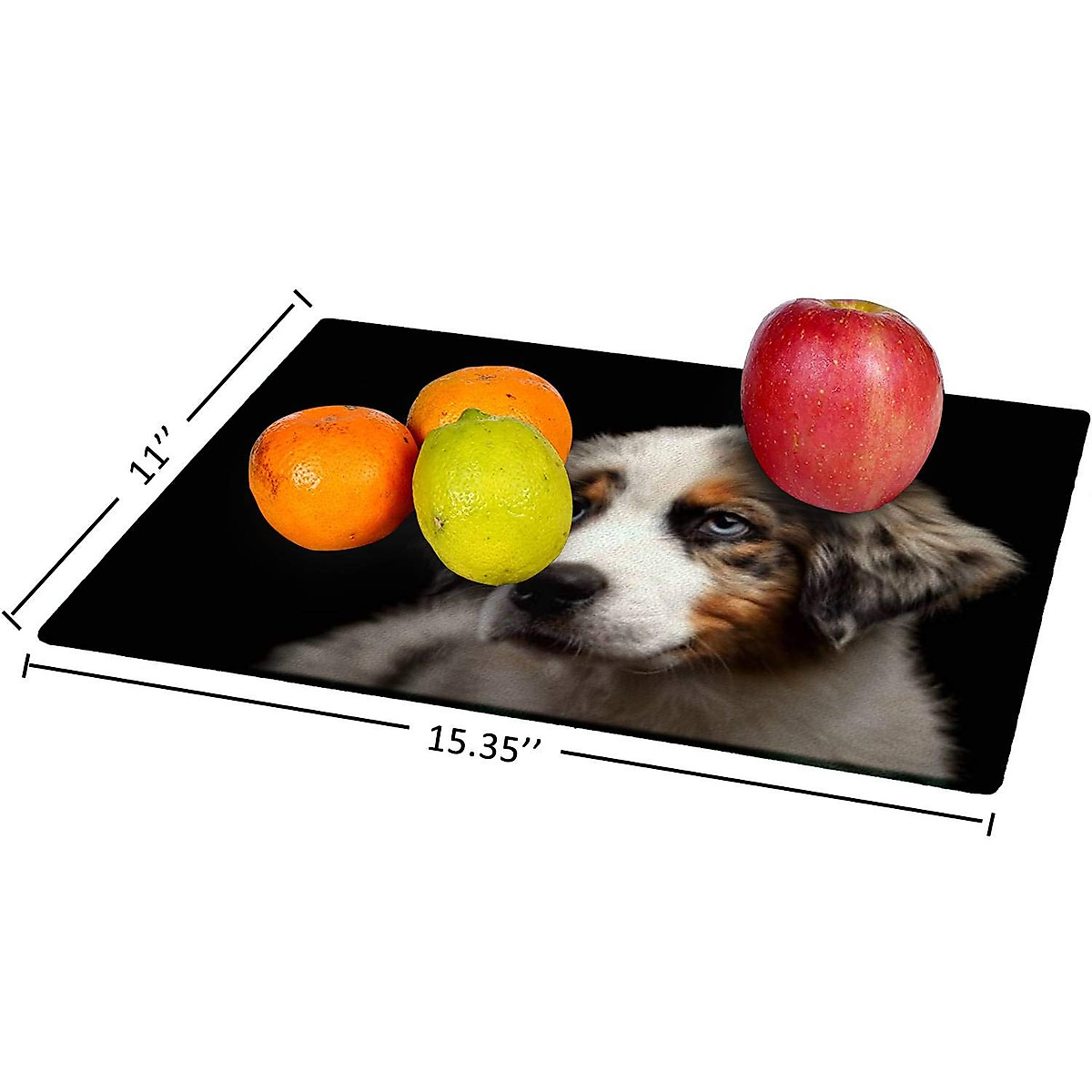 Tempered Glass Cutting Board Cute puppy Australian Shepherd blue merle dog portrait Tableware Kitchen Decorative Cutting Board with Non-slip Legs, Serving Board, Large Size, 15" x 11"