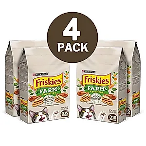 Purina Friskies Dry Cat Food, Farm Favorites With Chicken - (4) 3.15 lb. Bags