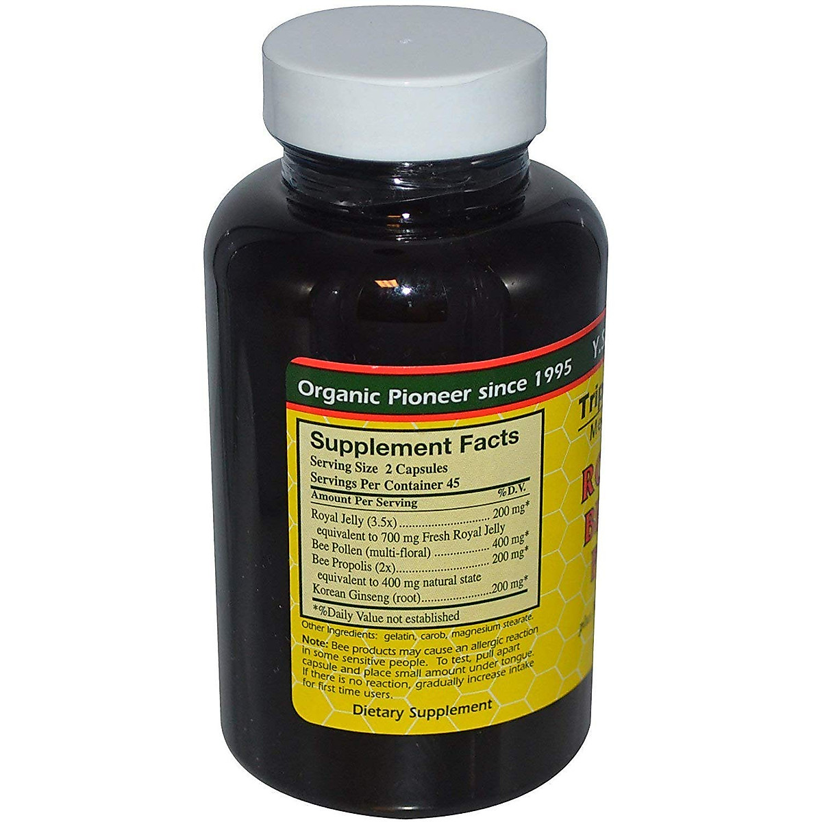 Y.S. Eco Bee Farms, (4 Pack) Royal Jelly, Bee Pollen, Propolis, Plus Korean Ginseng, 90 Capsules