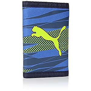 PUMA Kids' Little Rise Trifold Wallet, Navy/Green, One Size