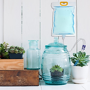 3 Pieces 3.5 L IV Drip Bag for Plants Drip Bag Automatic Plant Stuff Watering Bag System Drip Irrigation Device Adjustable Control Valve Switch for Indoor Outdoor Plant Waterer