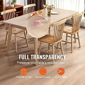 VEVOR Clear Table Cover Protector, 18" x 36" Rectangle Table Cover, 1.5 mm Thick PVC Plastic Tablecloth, Waterproof Desktop Protector for Writing Desk, Coffee Table, Dining Room Table